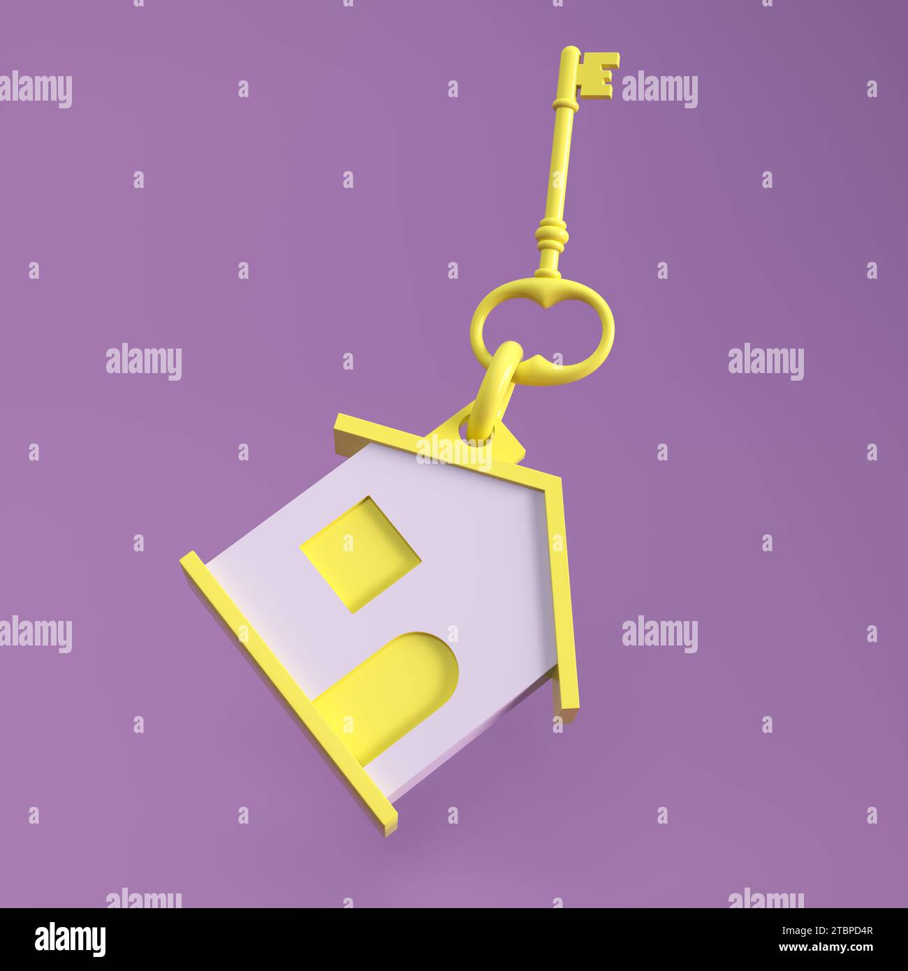 Yellow Home and Key on Purple Backdrop. Real Estate Business, Mortgage ...