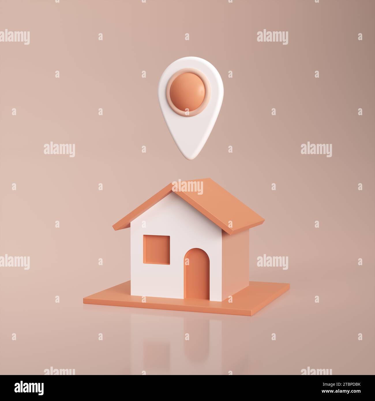 House Symbol With Location Pin Icon Isolated Over Beige Pastel ...