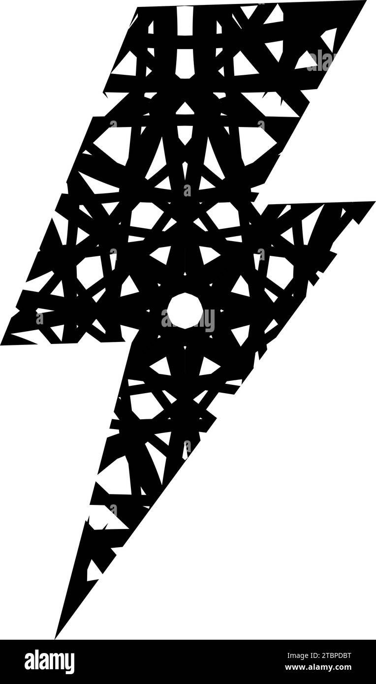 Illustration for t-shirt with the thunder symbol in black and white ...