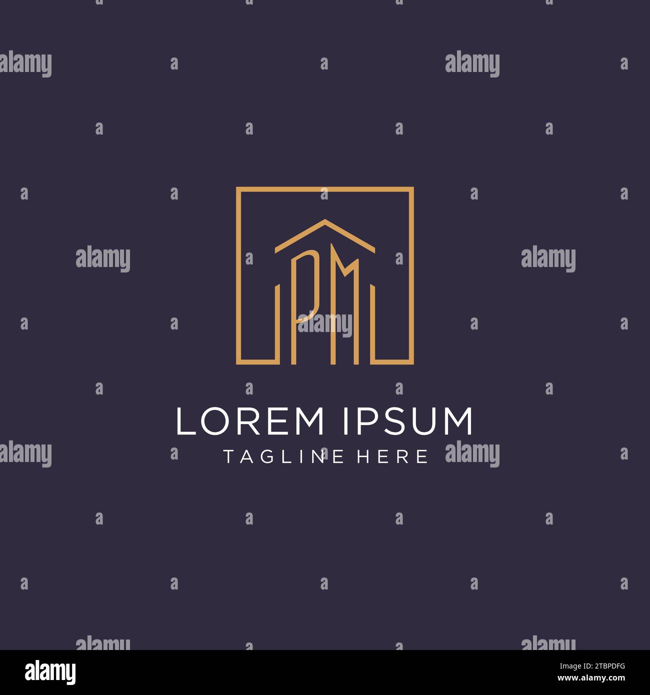 PM initial square logo design, modern and luxury real estate logo style ...