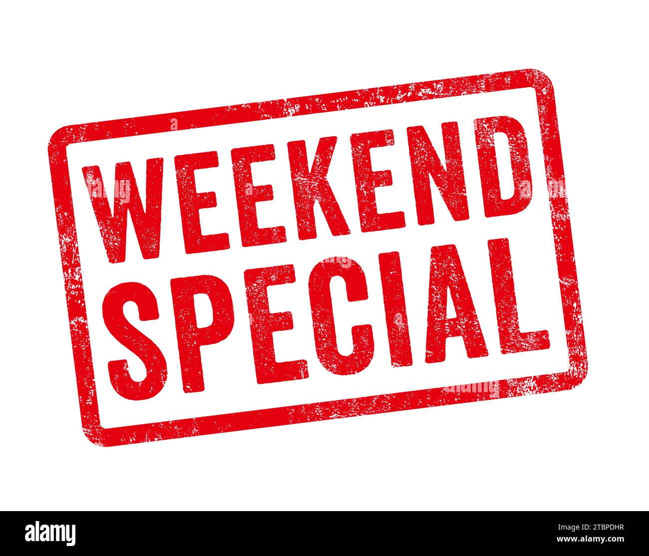 Red stamp on a white background - Weekend Special Stock Photo - Alamy