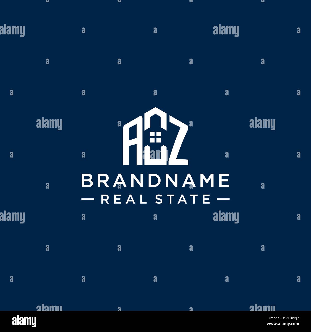 Initial letter AZ monogram logo with abstract house shape, simple and ...