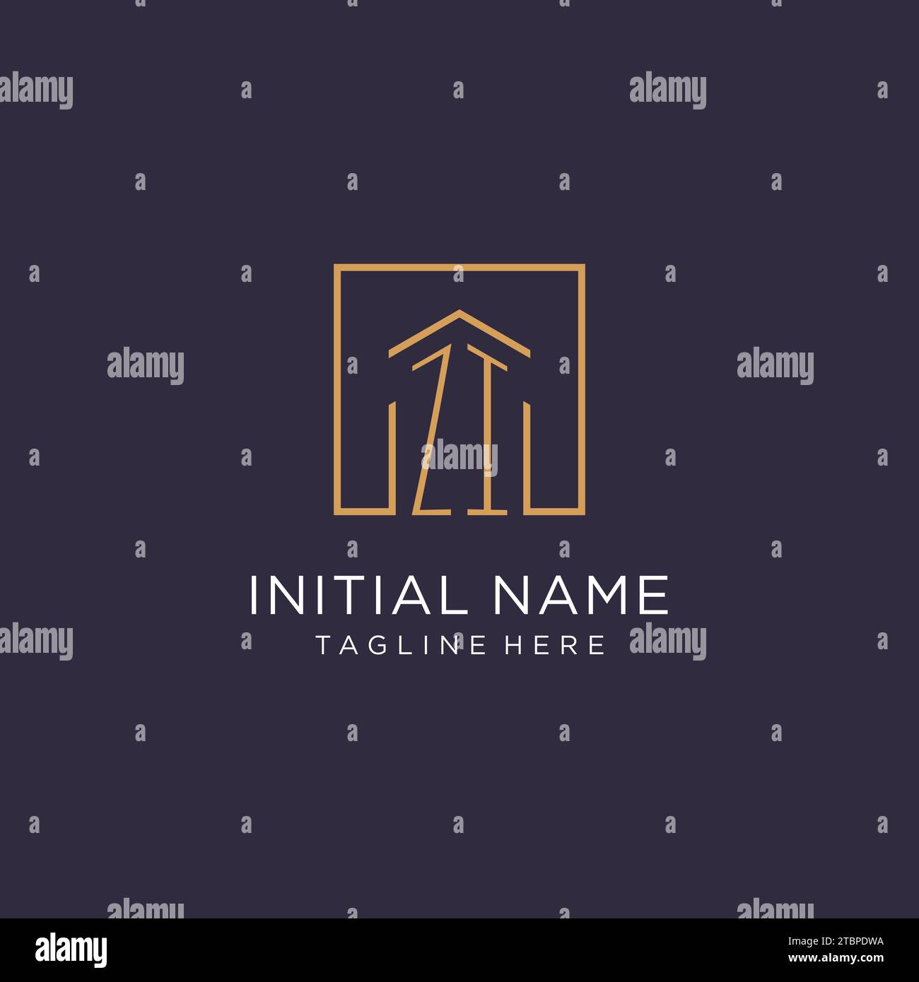ZI initial square logo design, modern and luxury real estate logo style ...