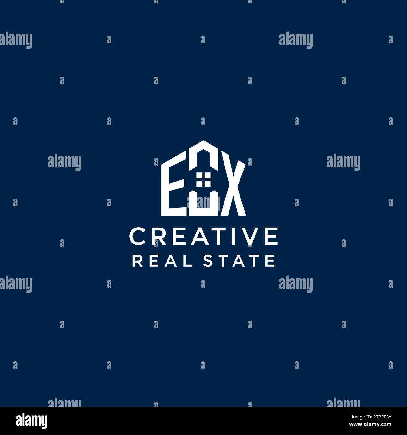 Initial letter EX monogram logo with abstract house shape, simple and modern real estate logo ...