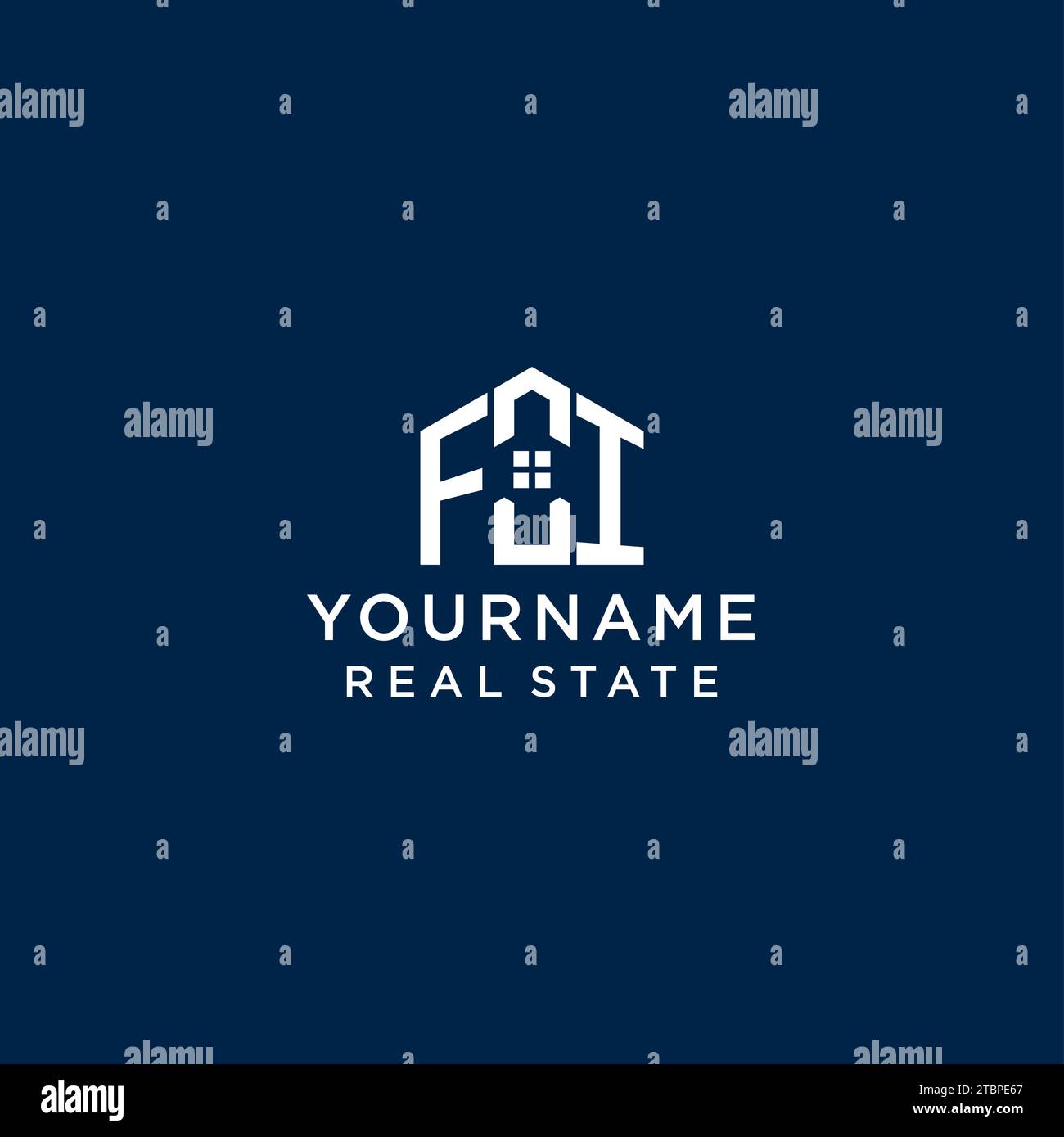 Initial letter FI monogram logo with abstract house shape, simple and ...