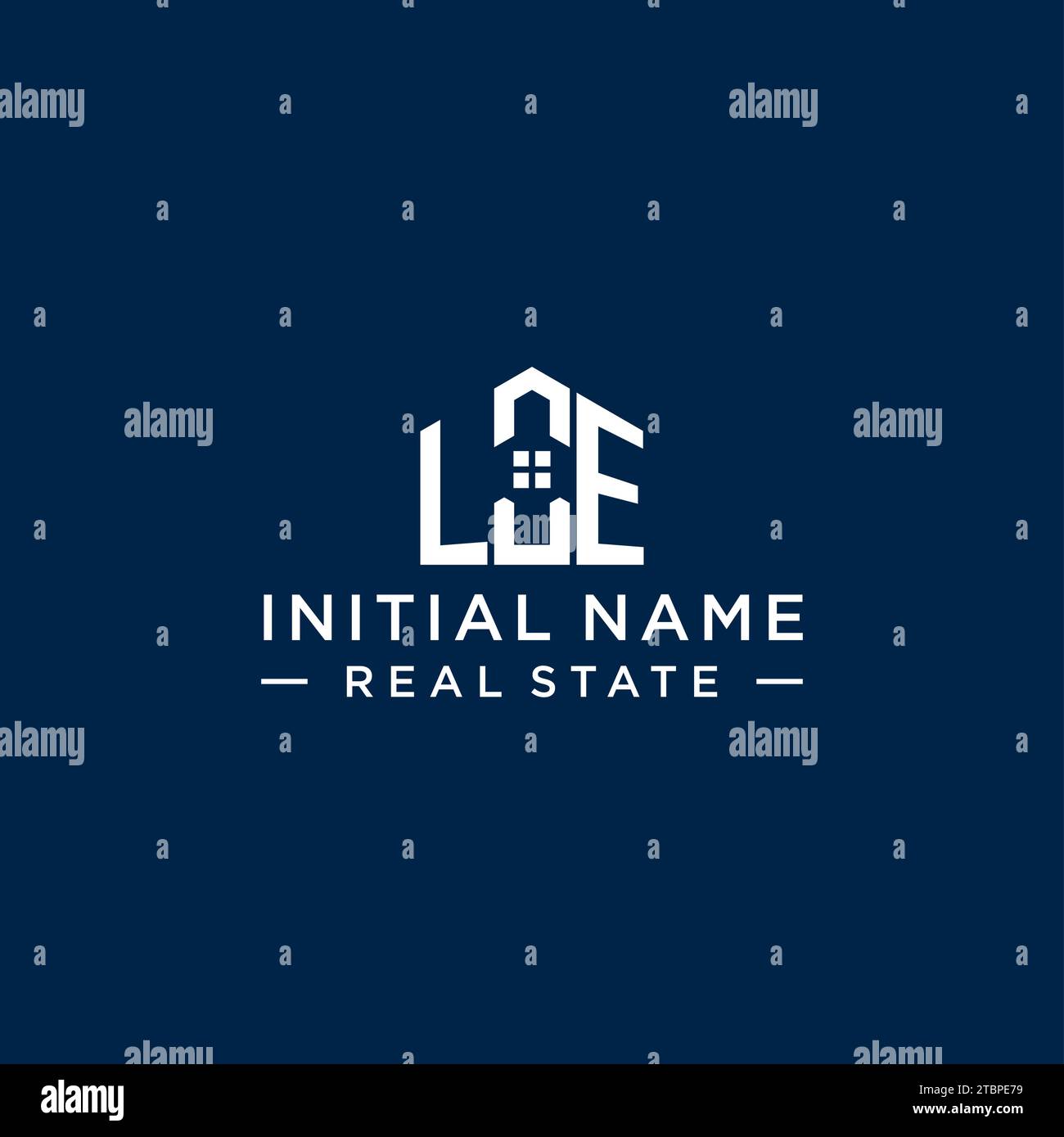 Initial letter LE monogram logo with abstract house shape, simple and ...