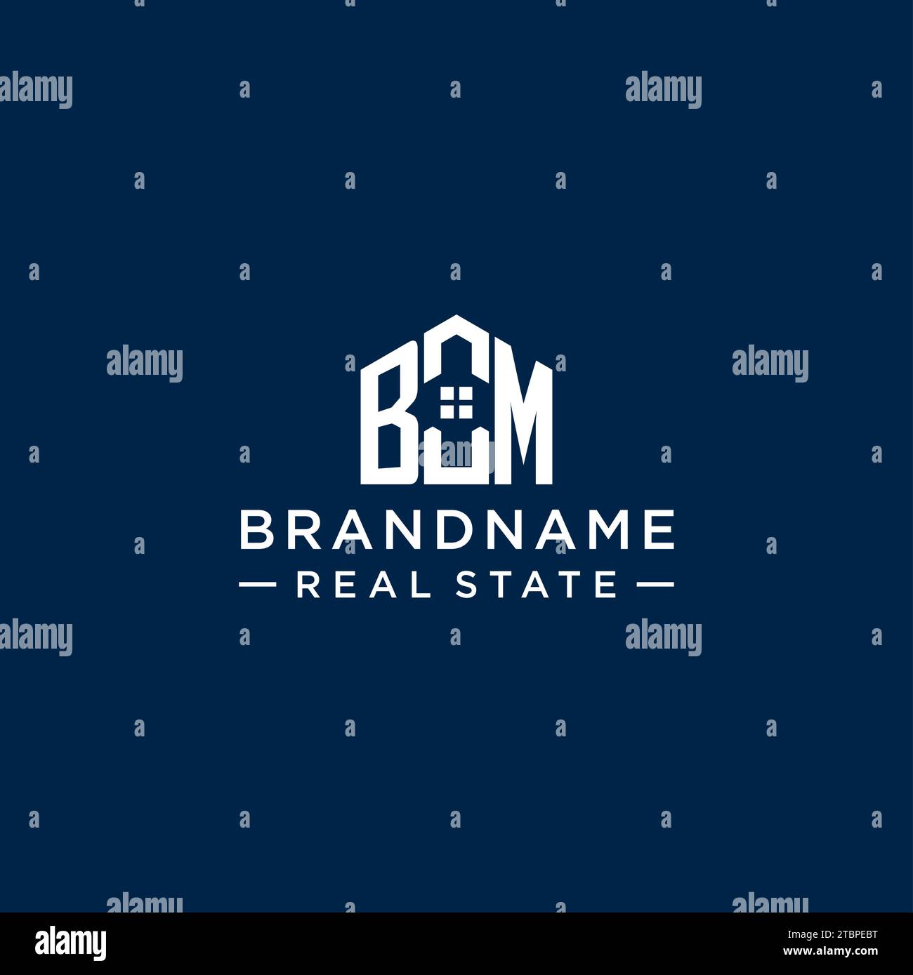 Initial letter BM monogram logo with abstract house shape, simple and modern real estate logo ...