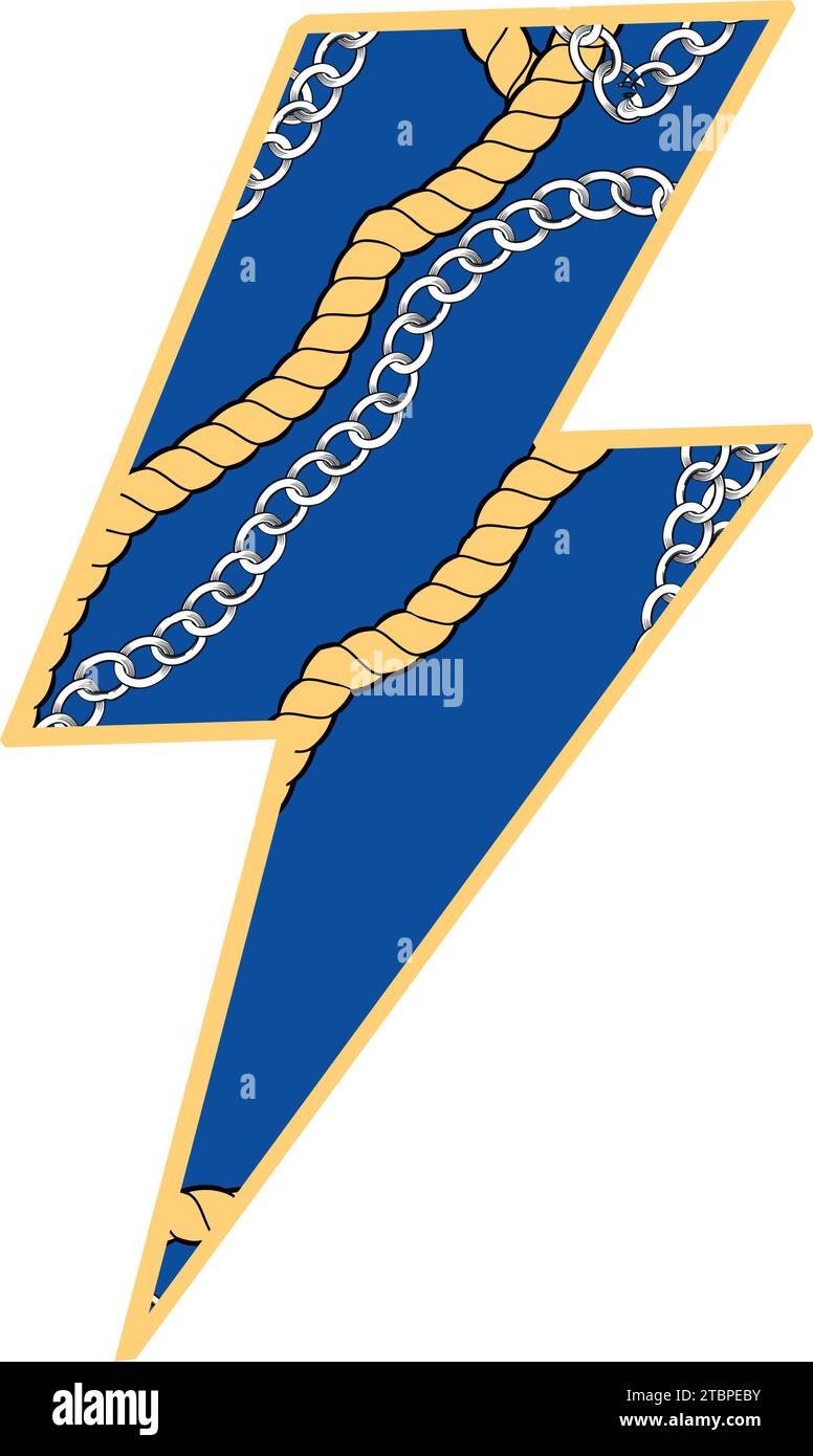 Illustration for t-shirt of the thunder symbol with chains and ropes ...