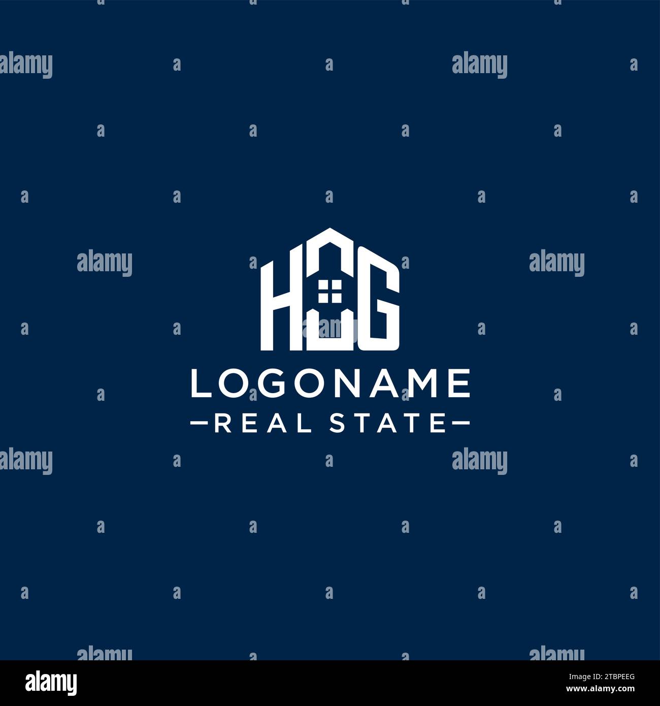 Initial letter HG monogram logo with abstract house shape, simple and ...