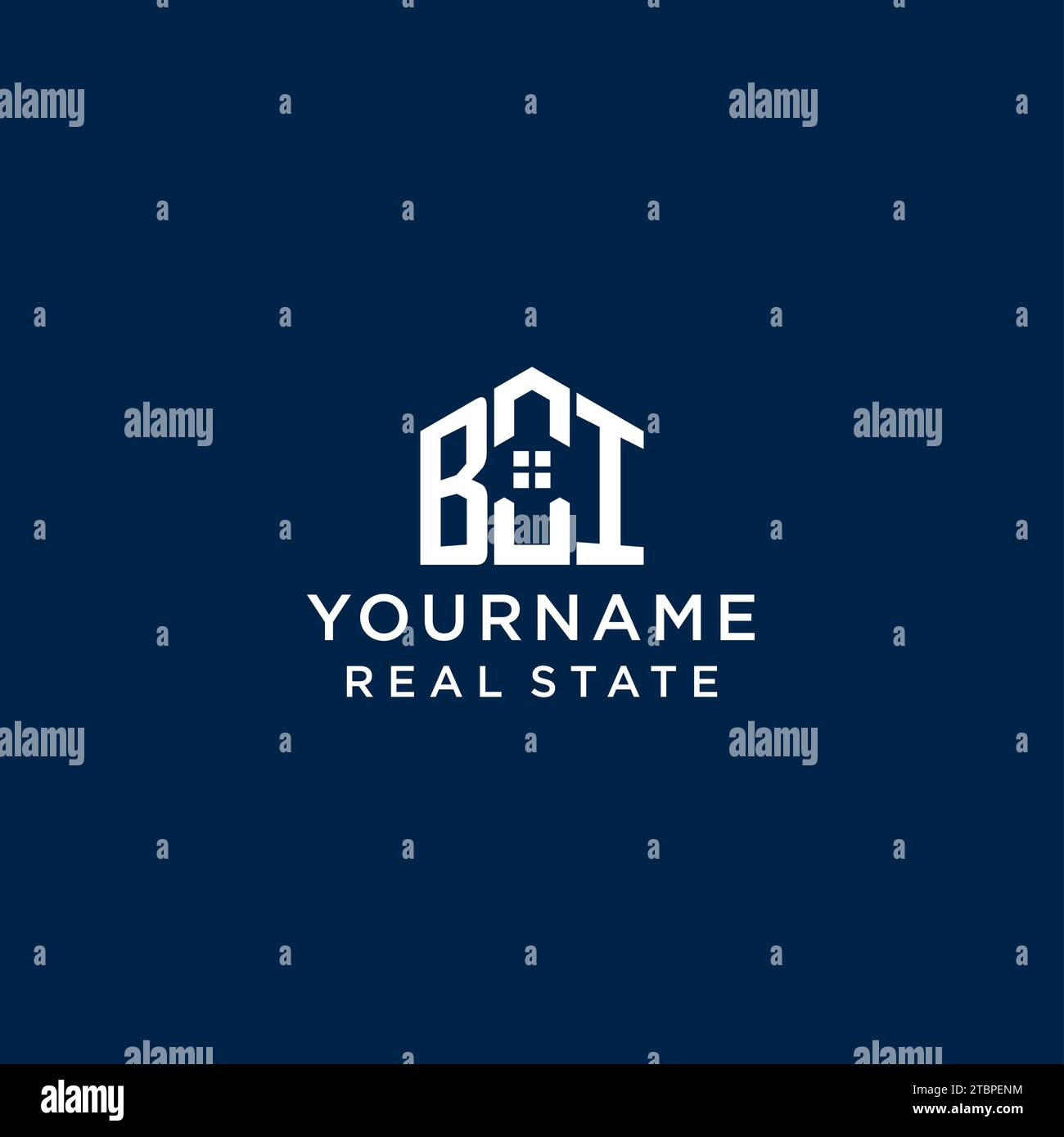 Initial letter BI monogram logo with abstract house shape, simple and ...