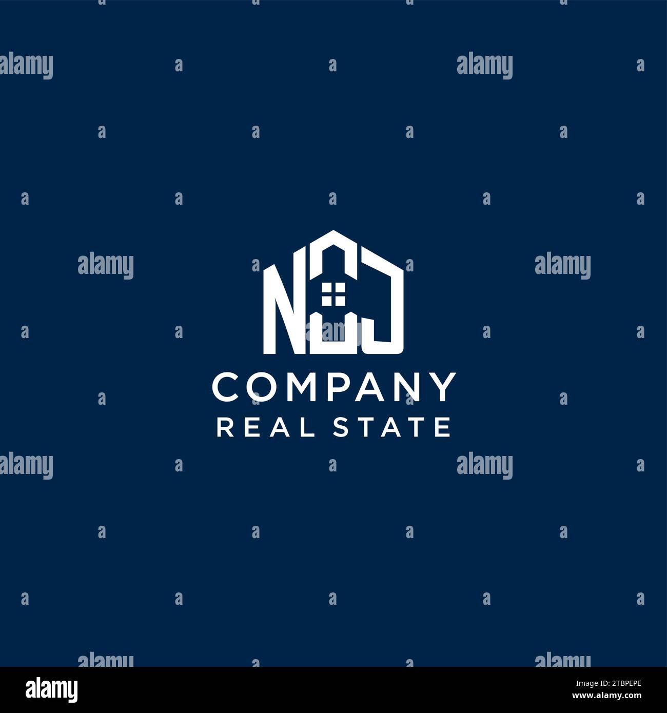Initial letter NJ monogram logo with abstract house shape, simple and ...