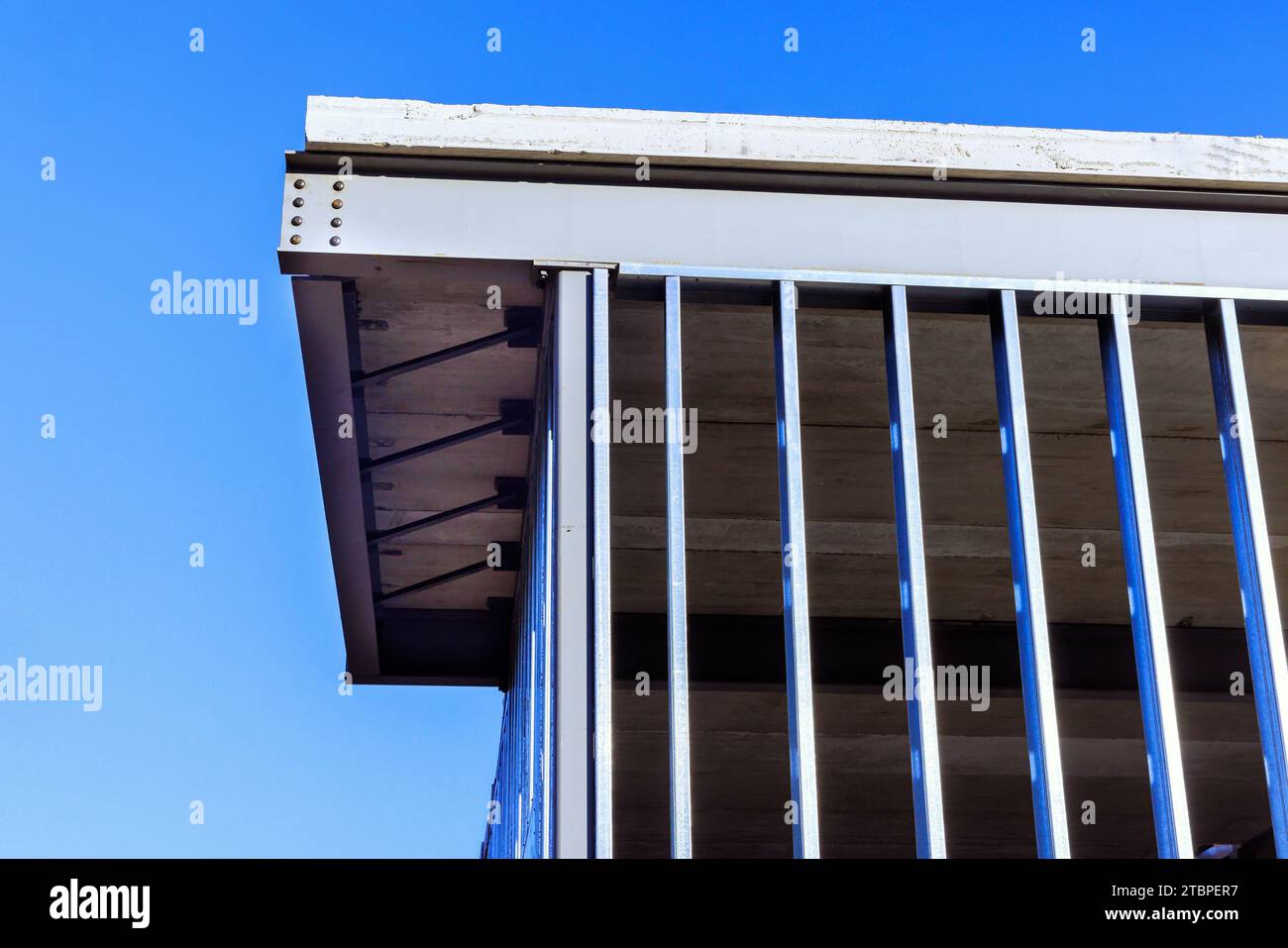 Industrial commercial building under construction with steel framework ...