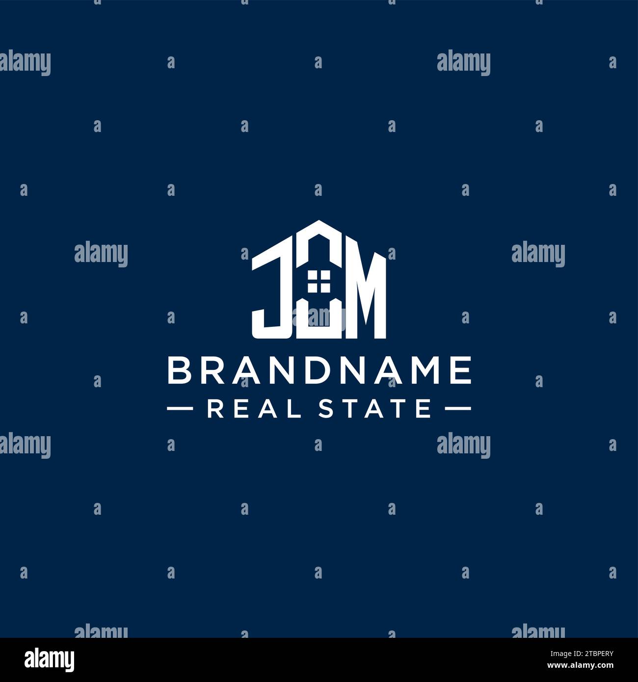 Initial letter JM monogram logo with abstract house shape, simple and modern real estate logo ...