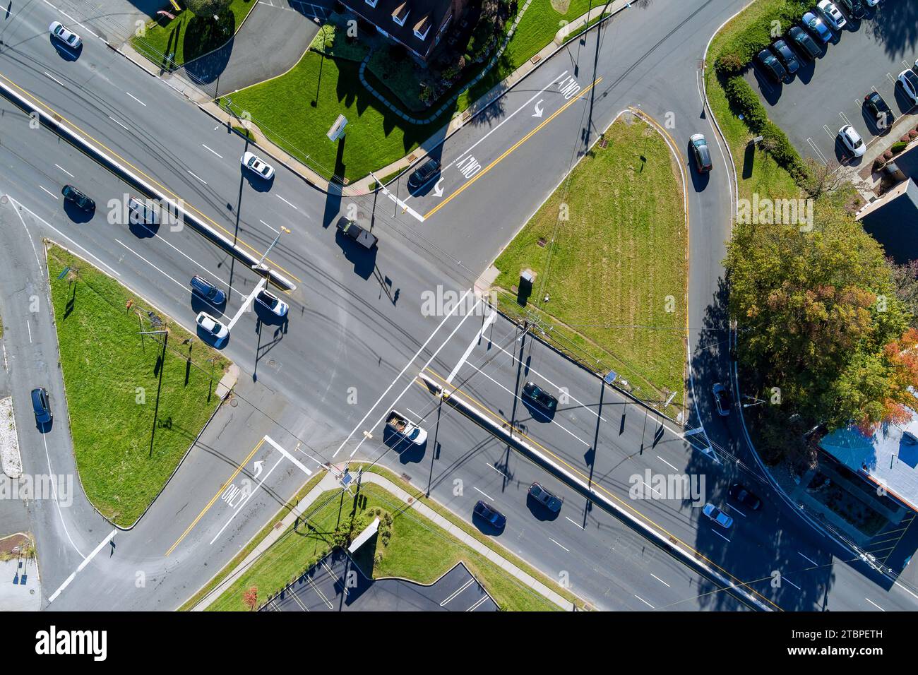 Road intersection urban transportation during rush hour with heavy ...