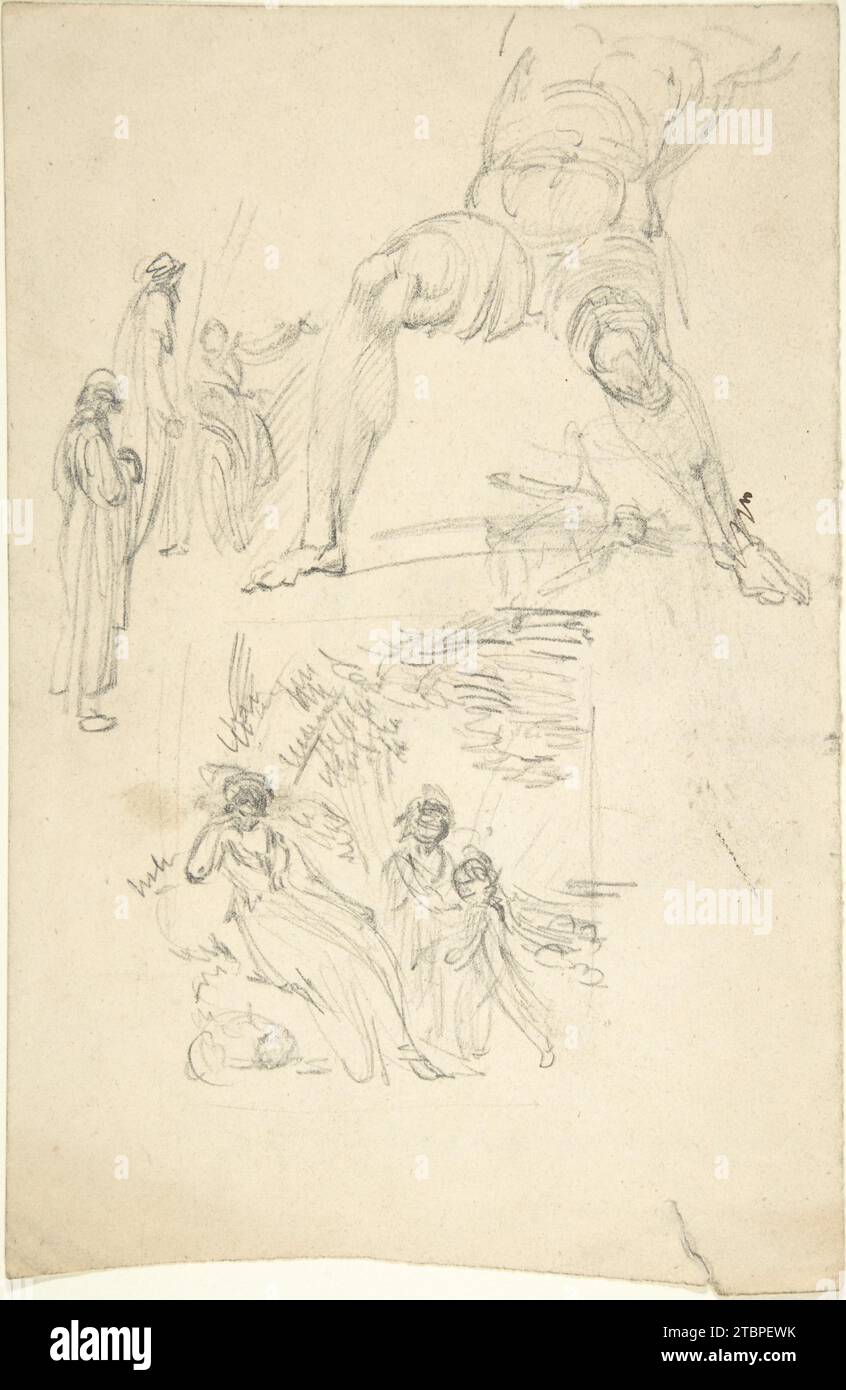 Sketchbook Page: Figures and Sculpture 1959 by Anonymous, British, 19th ...