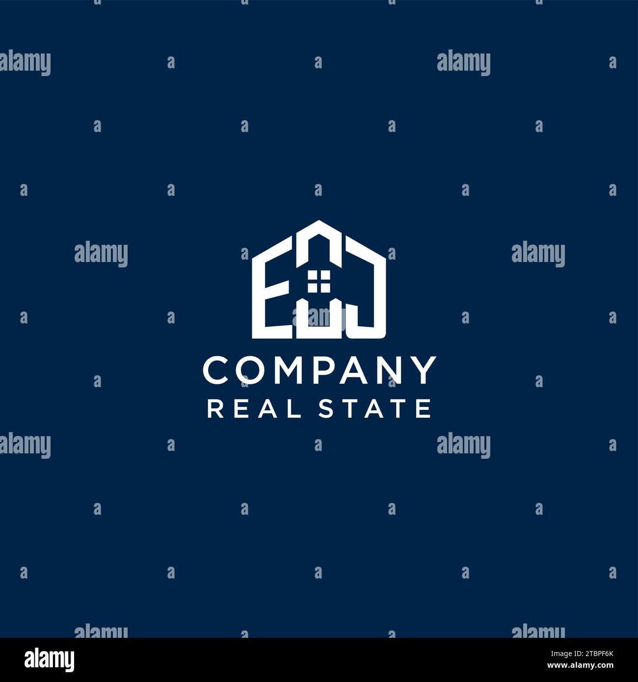 Initial letter EJ monogram logo with abstract house shape, simple and ...