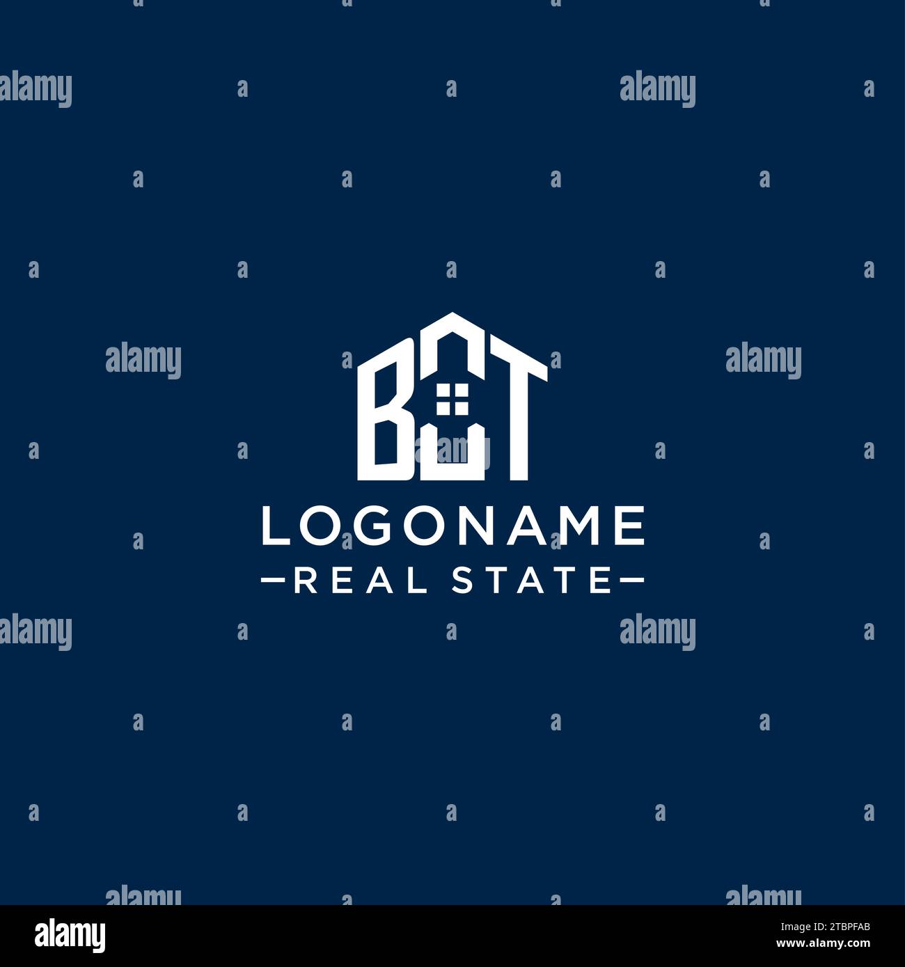 Initial letter BT monogram logo with abstract house shape, simple and ...