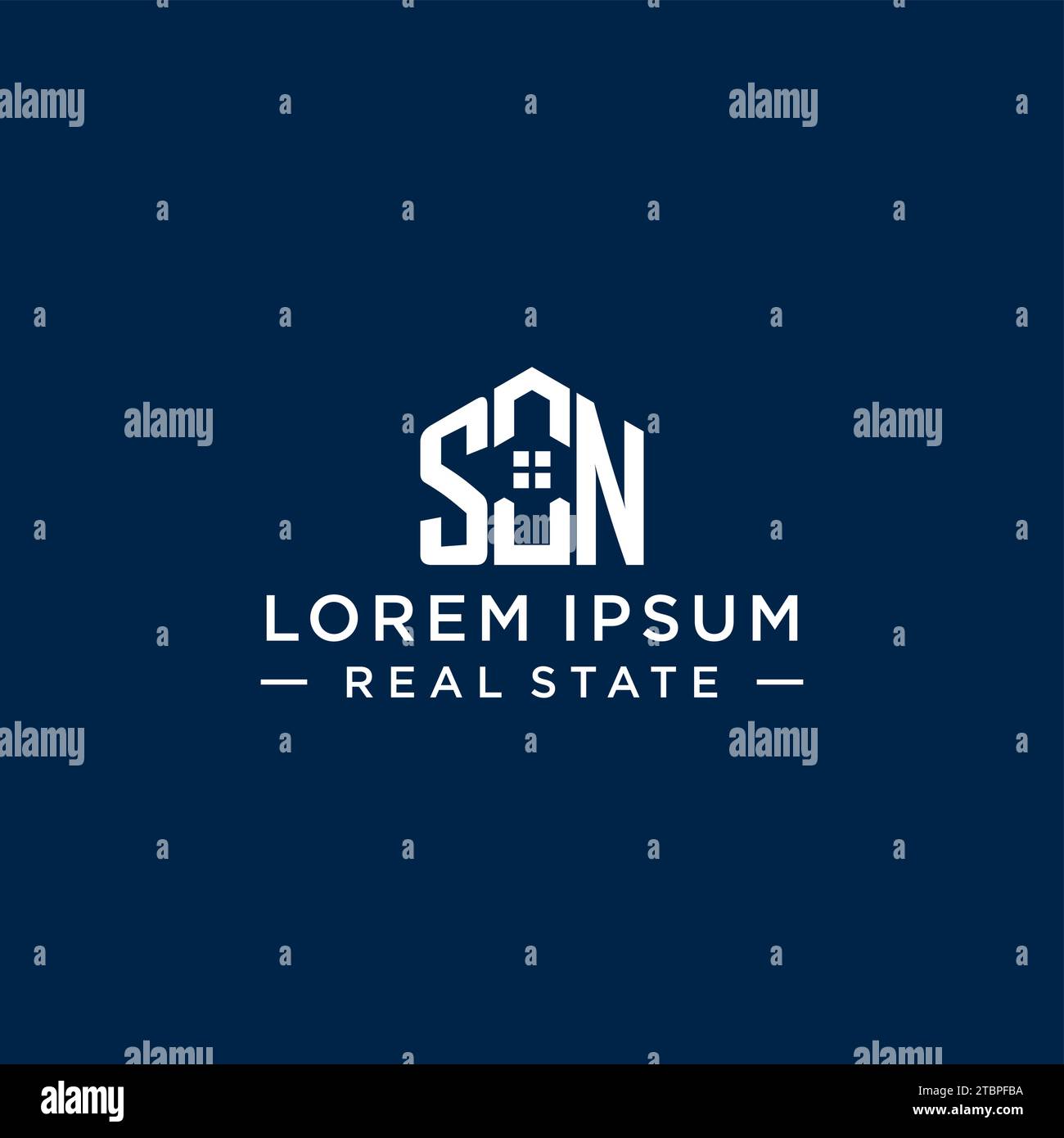 Initial letter SN monogram logo with abstract house shape, simple and ...