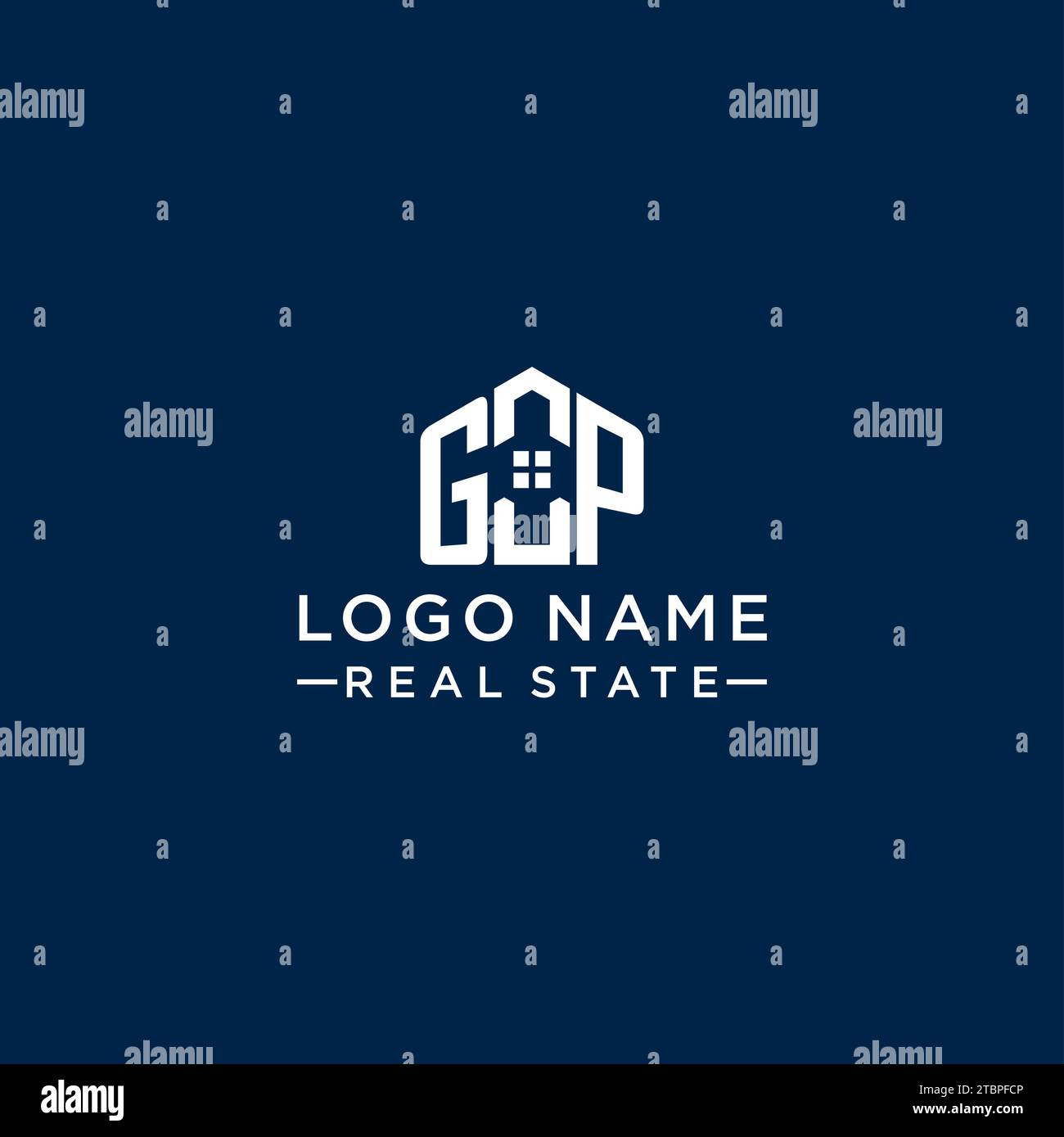 Initial letter GP monogram logo with abstract house shape, simple and ...