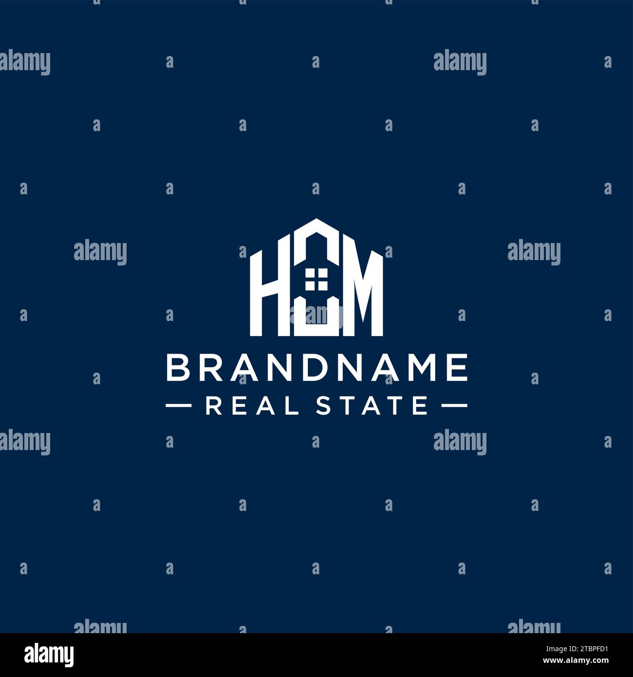 Initial letter HM monogram logo with abstract house shape, simple and ...