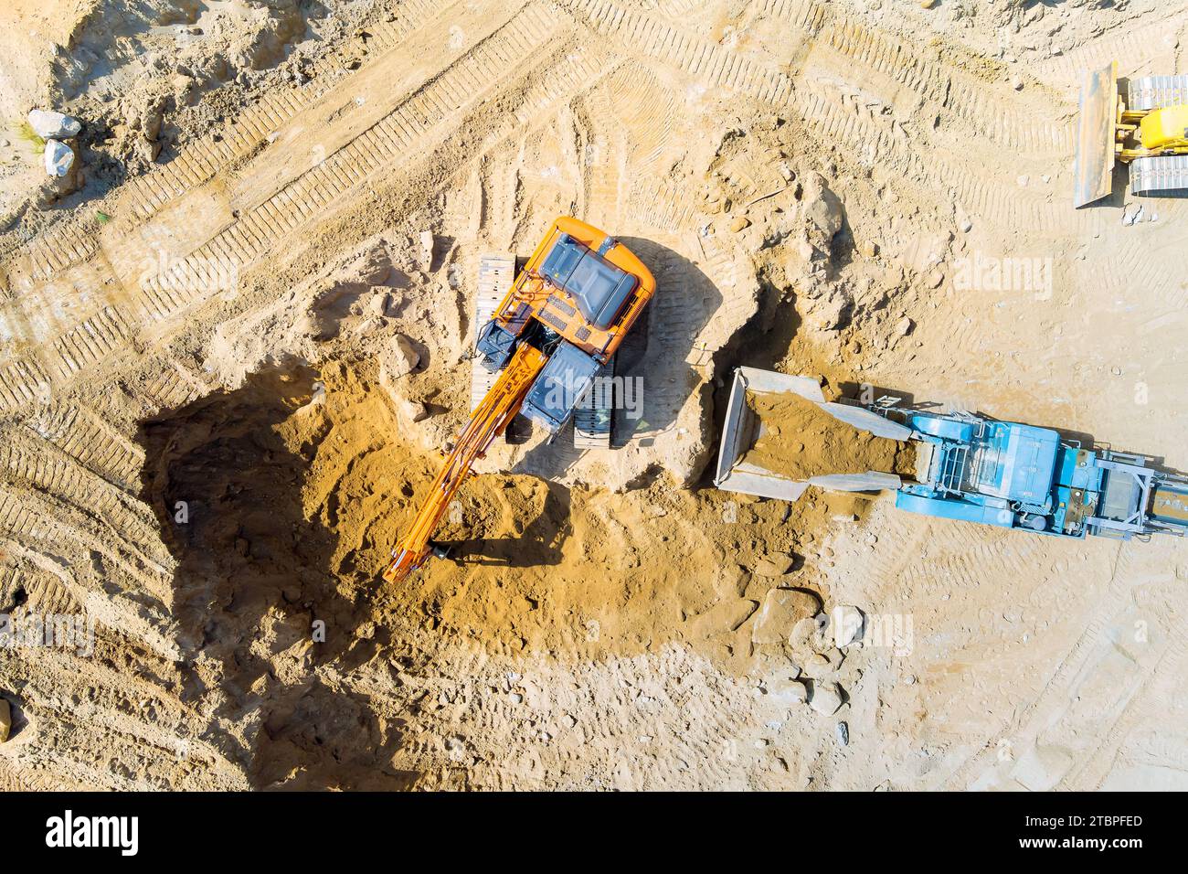Processing granite gravel in an open pit mining quarry with cone type ...