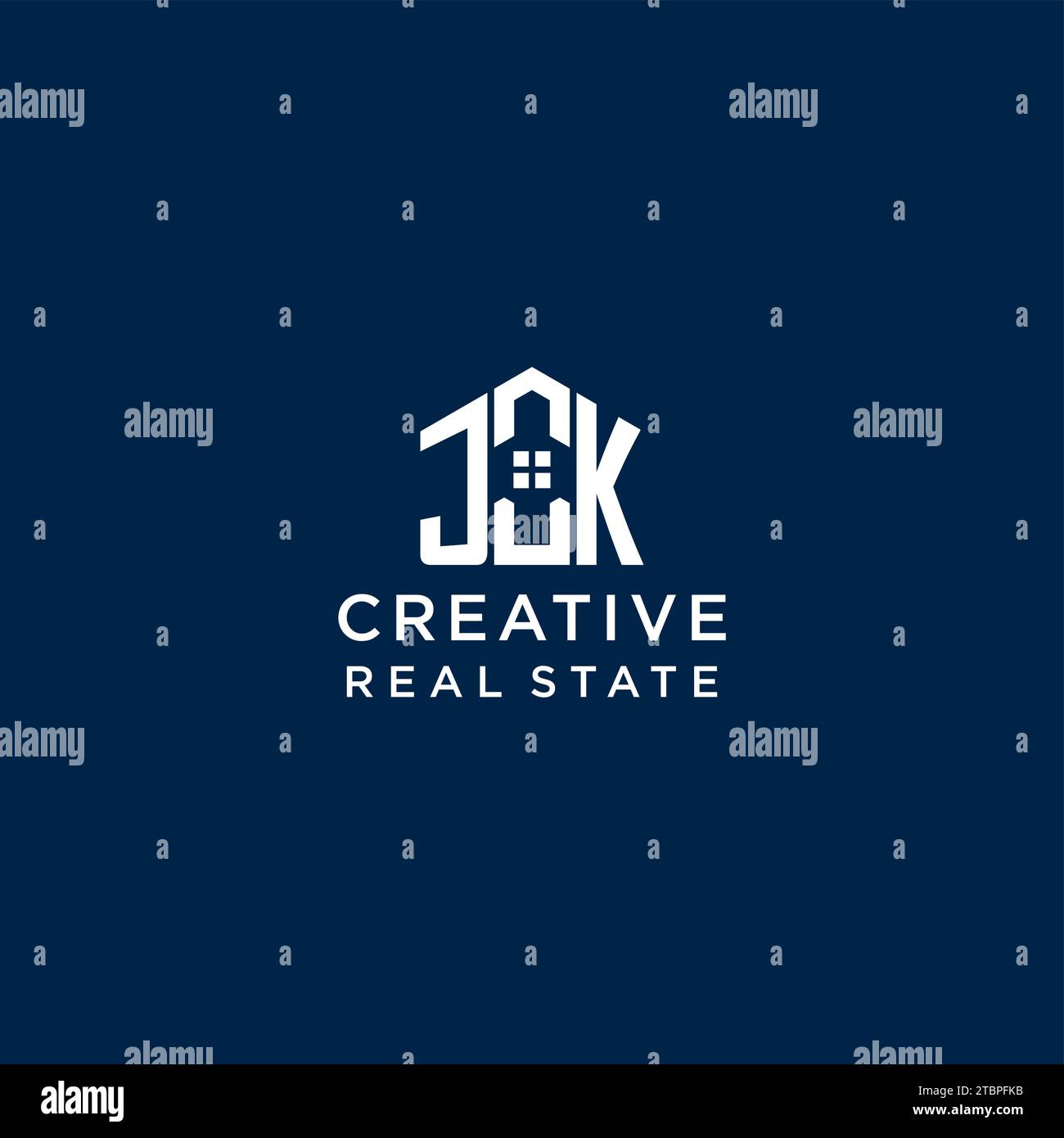 Initial letter JK monogram logo with abstract house shape, simple and ...