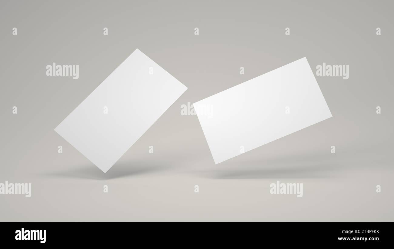 Two Blank Business Cards Isolated Over Soft Grey Background. Mock Up ...