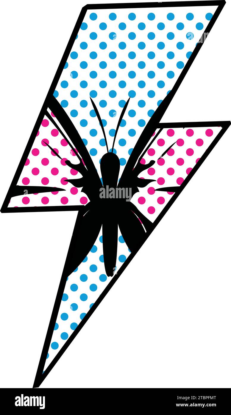 Thunder symbol t-shirt design with a butterfly. Pop Art Stock Vector ...