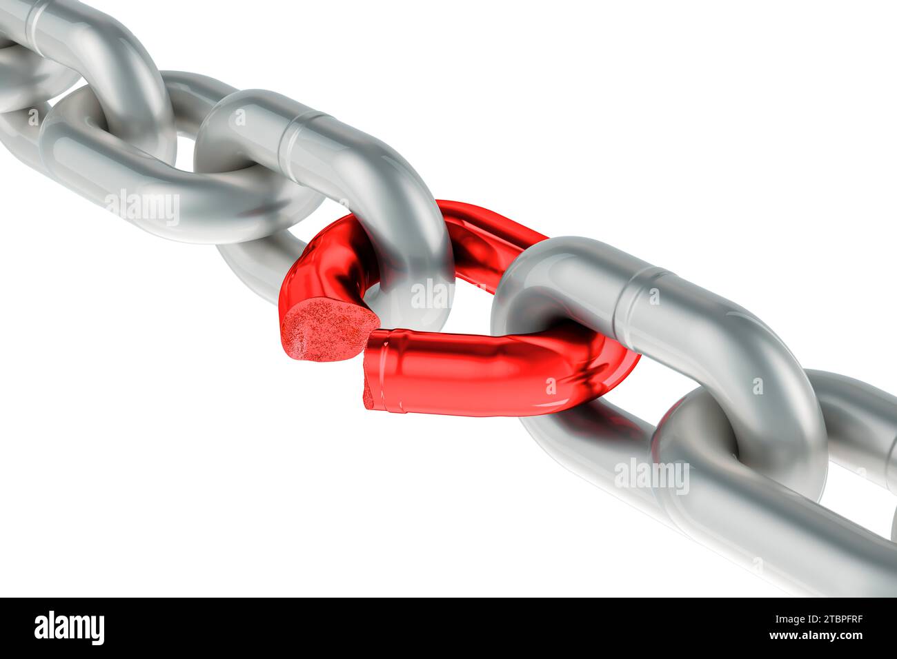 Broken chain, 3D rendering isolated on white background Stock Photo - Alamy