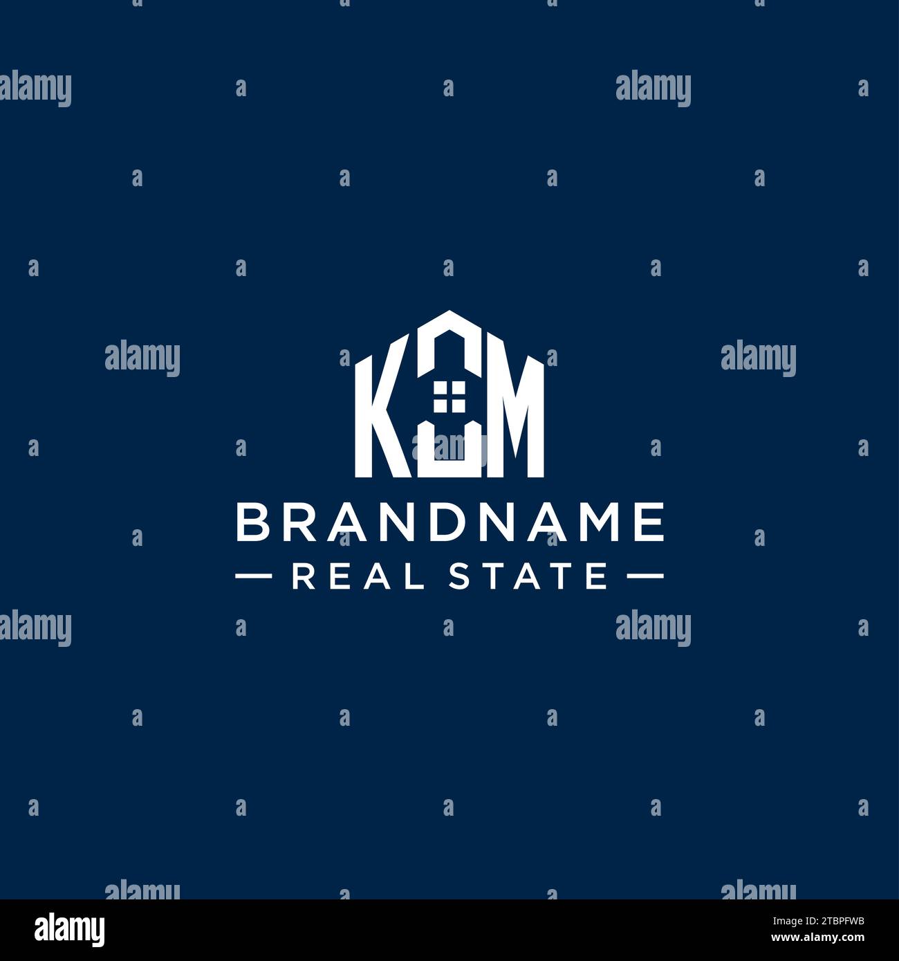 Initial letter KM monogram logo with abstract house shape, simple and modern real estate logo ...