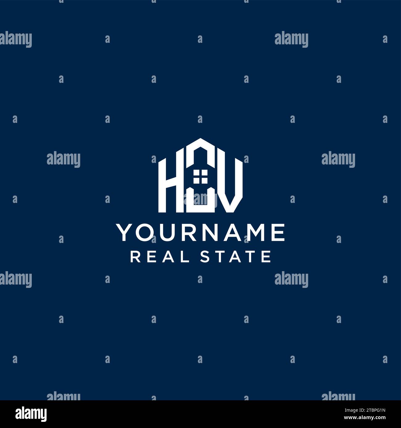 Initial letter HV monogram logo with abstract house shape, simple and ...