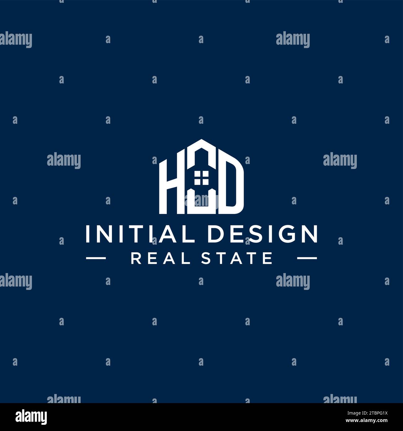 Initial letter HD monogram logo with abstract house shape, simple and ...
