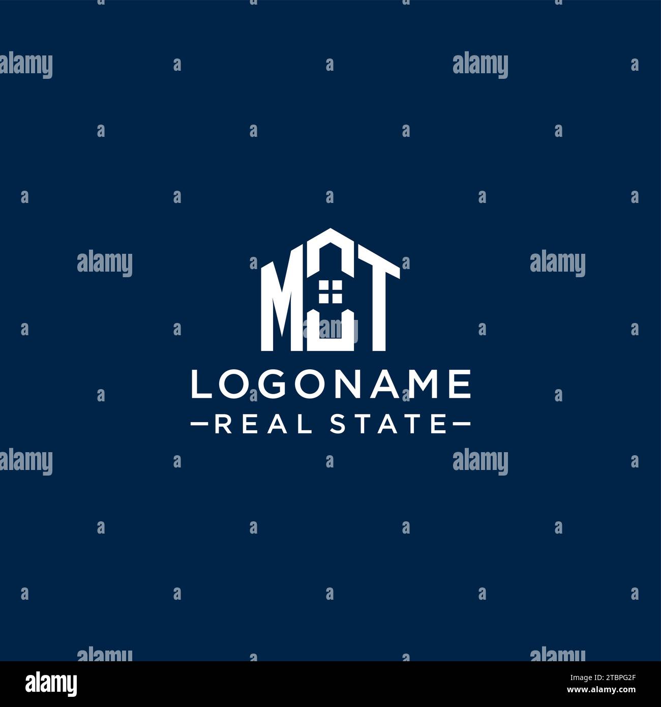 Initial letter MT monogram logo with abstract house shape, simple and ...
