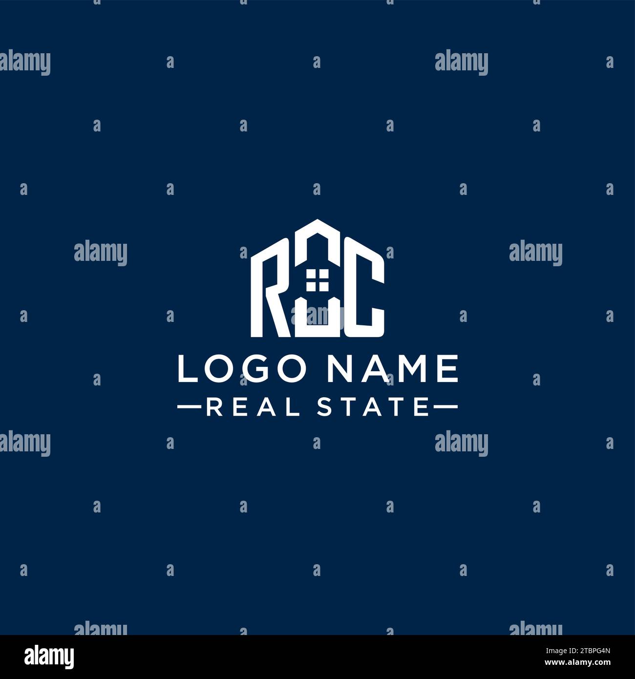 Initial letter RC monogram logo with abstract house shape, simple and ...