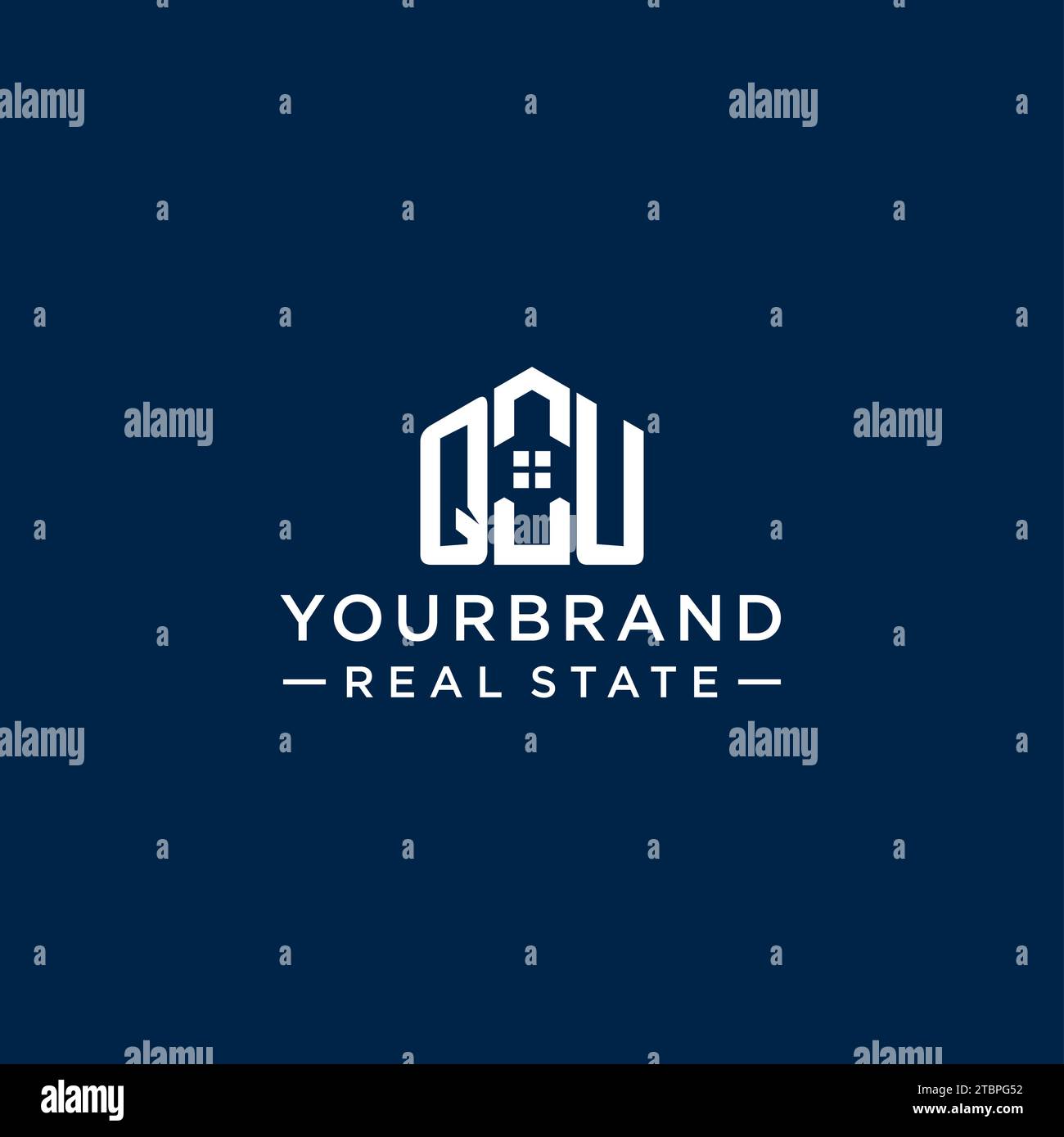 Initial letter QU monogram logo with abstract house shape, simple and ...