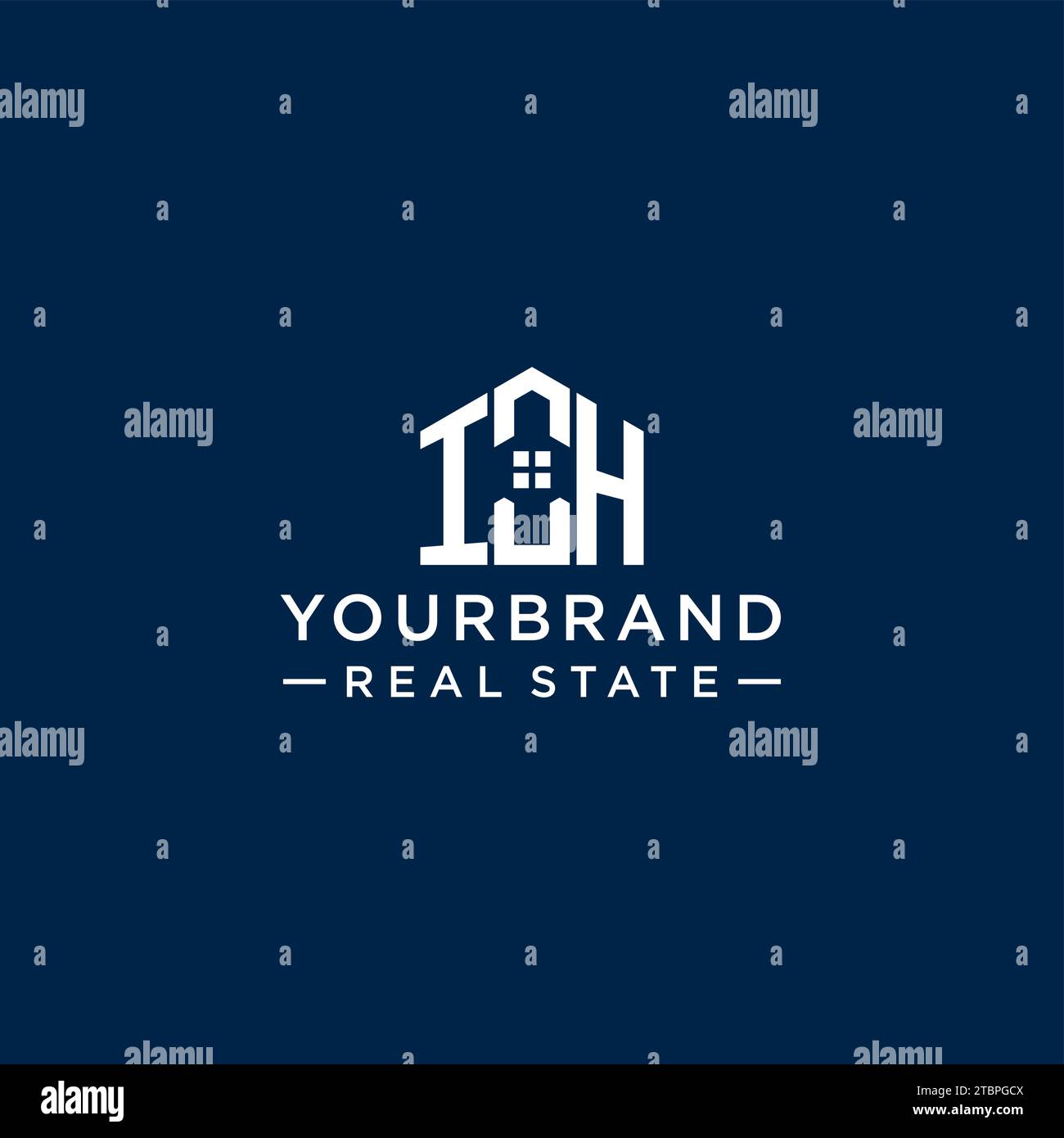 Initial letter IH monogram logo with abstract house shape, simple and ...