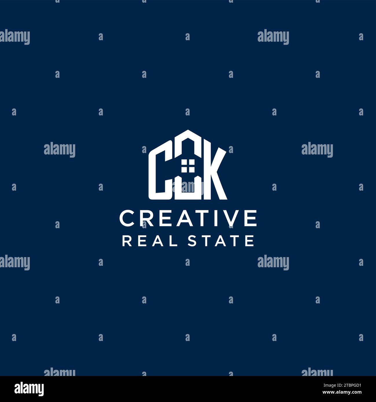 Initial letter CK monogram logo with abstract house shape, simple and ...