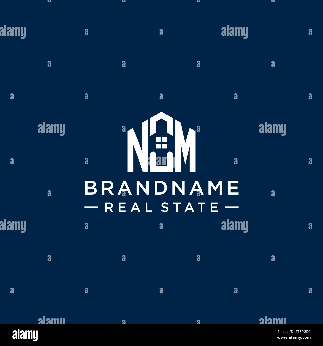 Initial letter NM monogram logo with abstract house shape, simple and ...