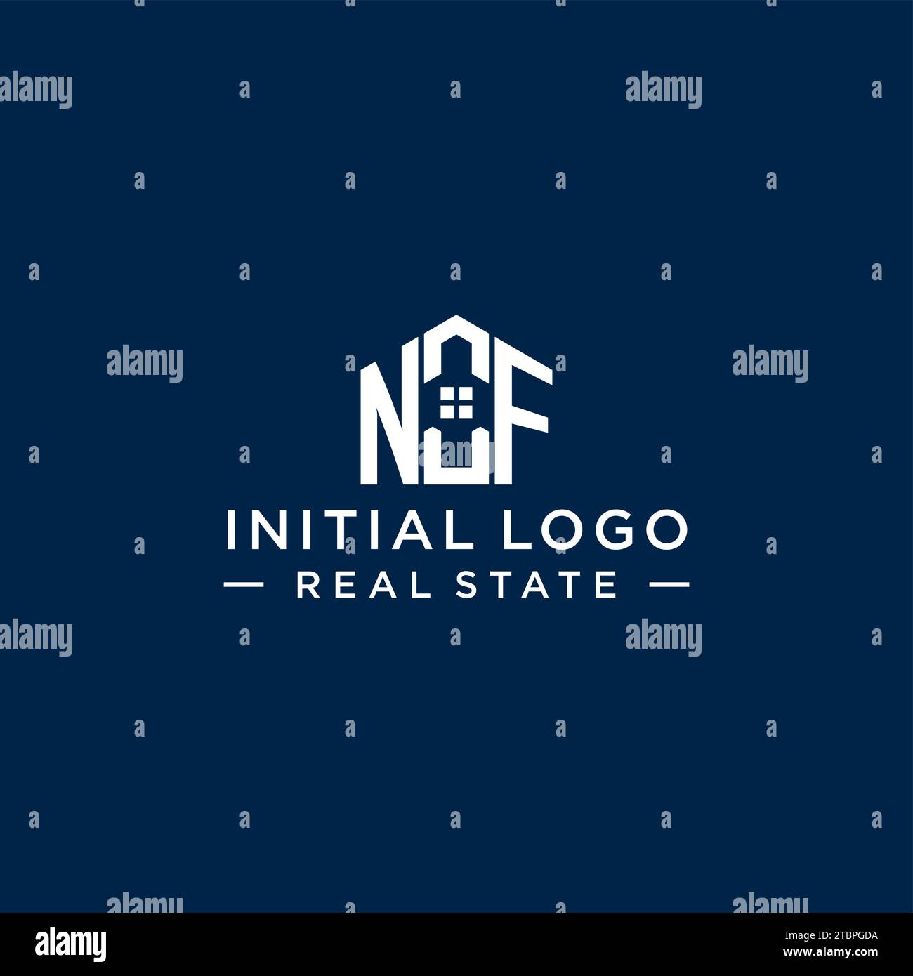 Initial letter NF monogram logo with abstract house shape, simple and ...