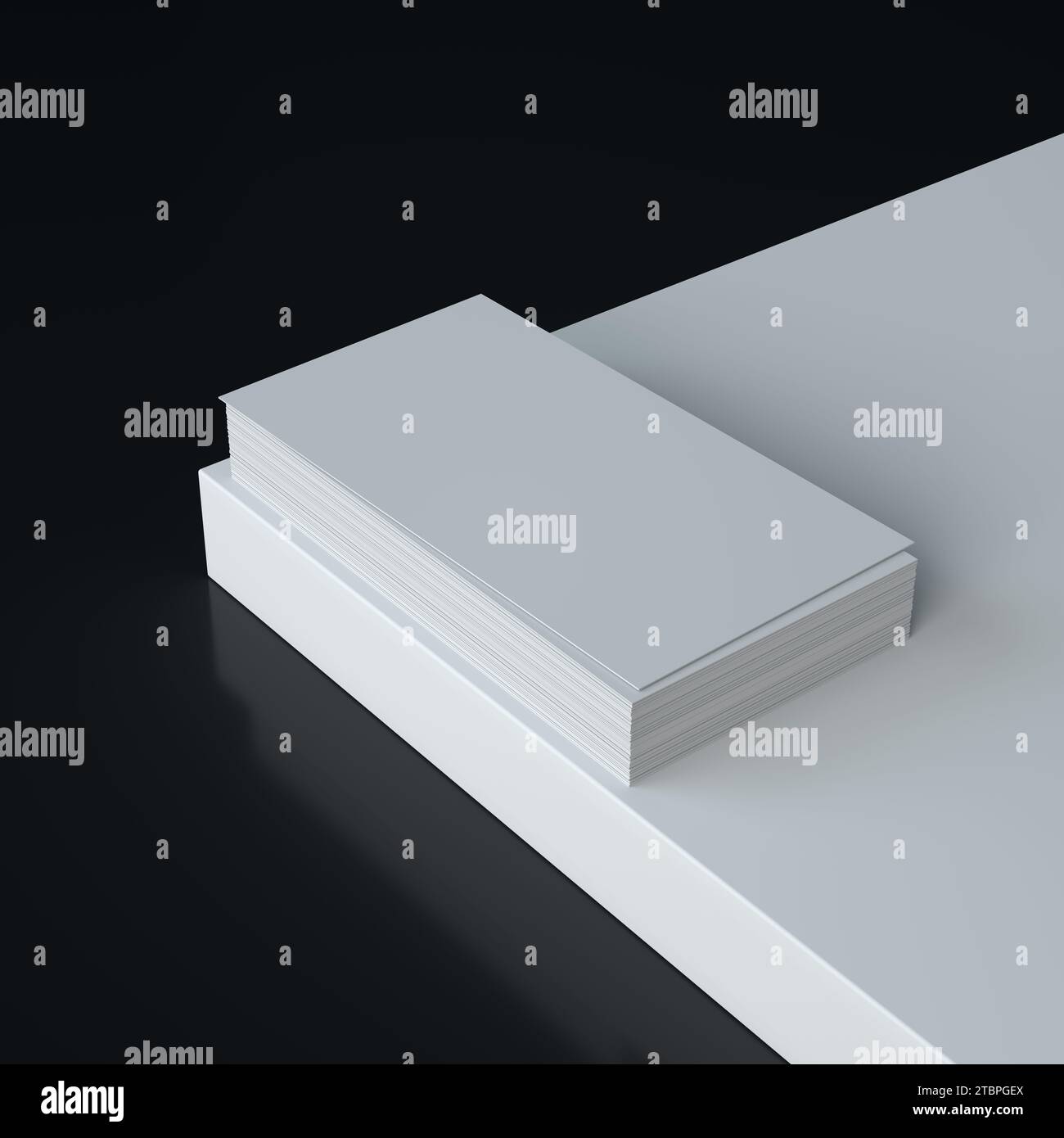 Stack of Blank Business Cards Isolated Over Black Background. Mock Up ...