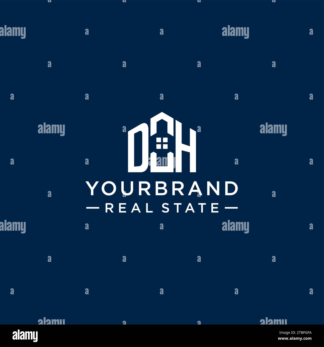 Initial letter DH monogram logo with abstract house shape, simple and ...