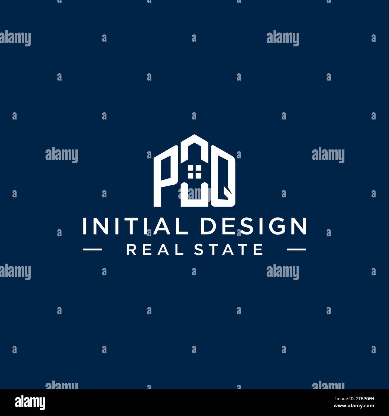 Initial letter PQ monogram logo with abstract house shape, simple and ...