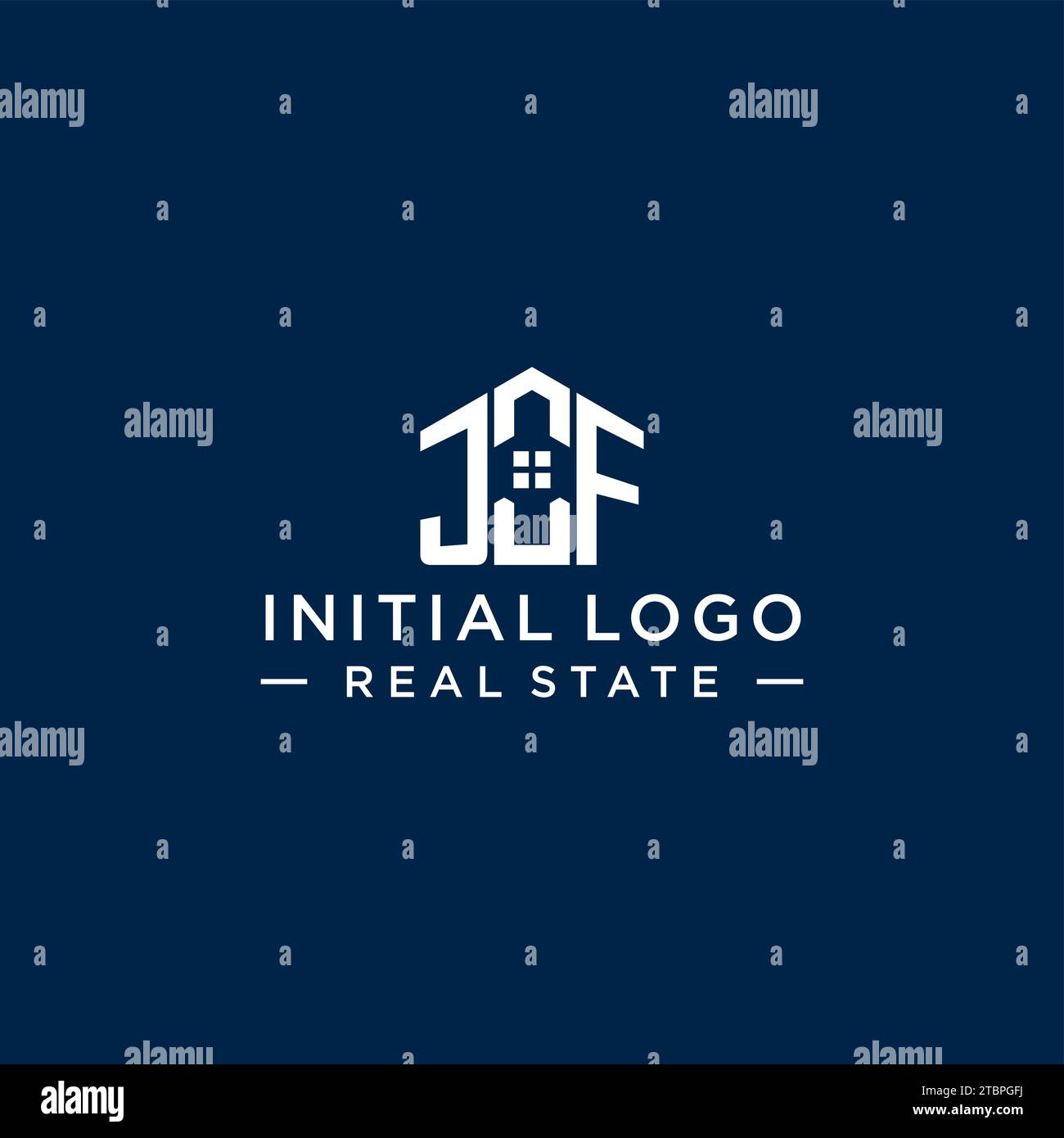 Initial letter JF monogram logo with abstract house shape, simple and modern real estate logo ...