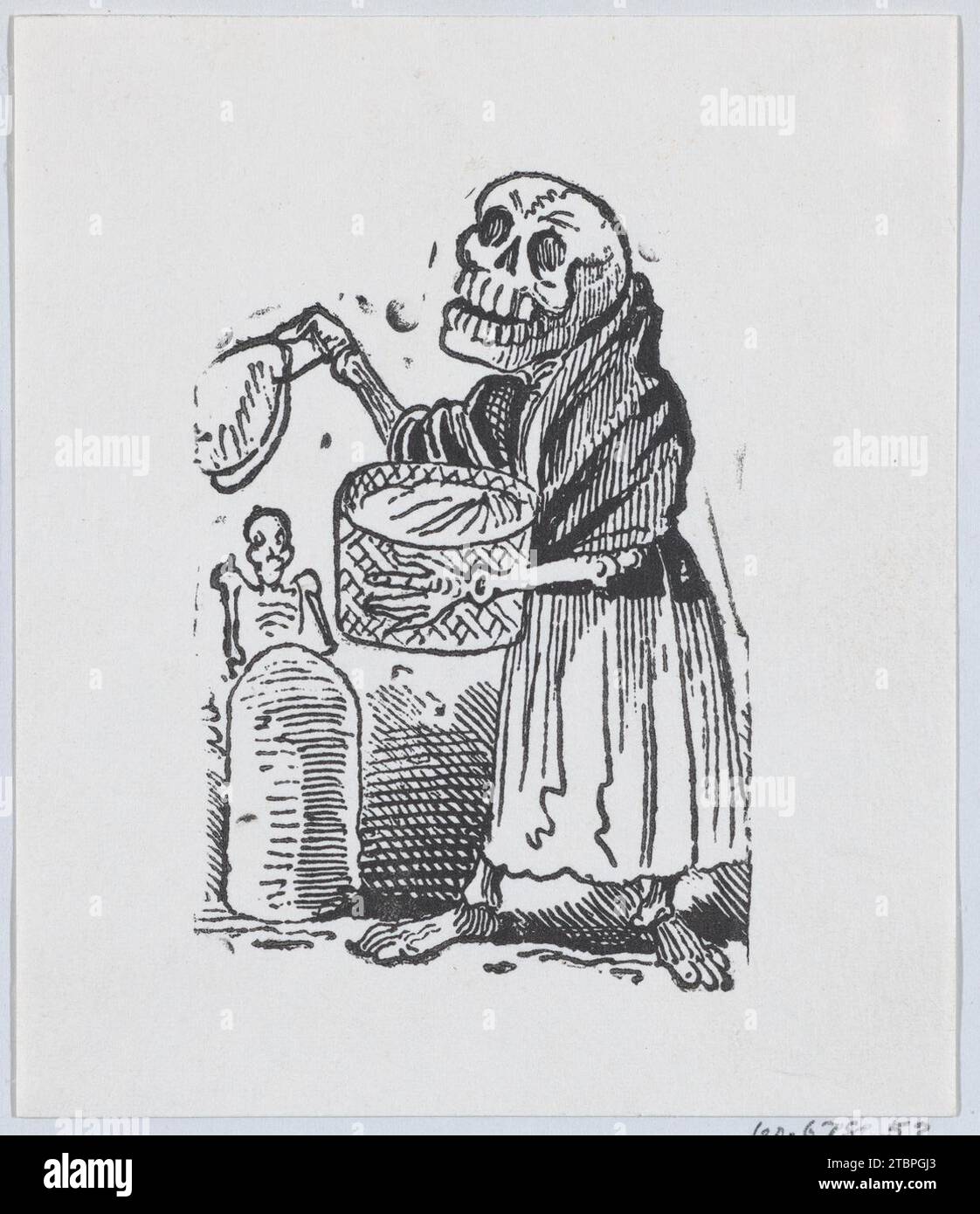 A skeleton selling tortillas from a broadside entitled 'Una Calavera ...