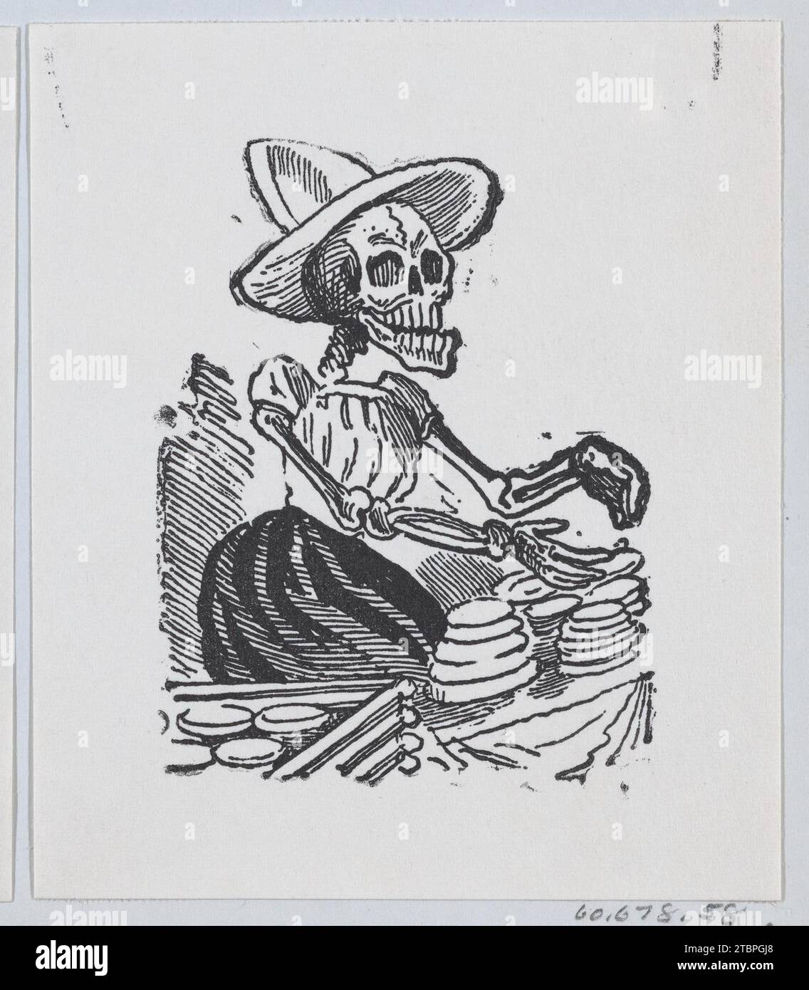 A skeleton selling cheese from a broadside entitled 'Una Calavera ...