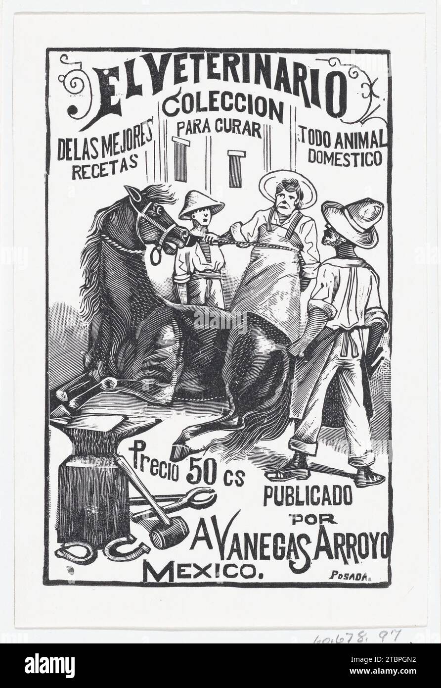 A group of people surrounding a horse, illustration for 'El Veterinario ...