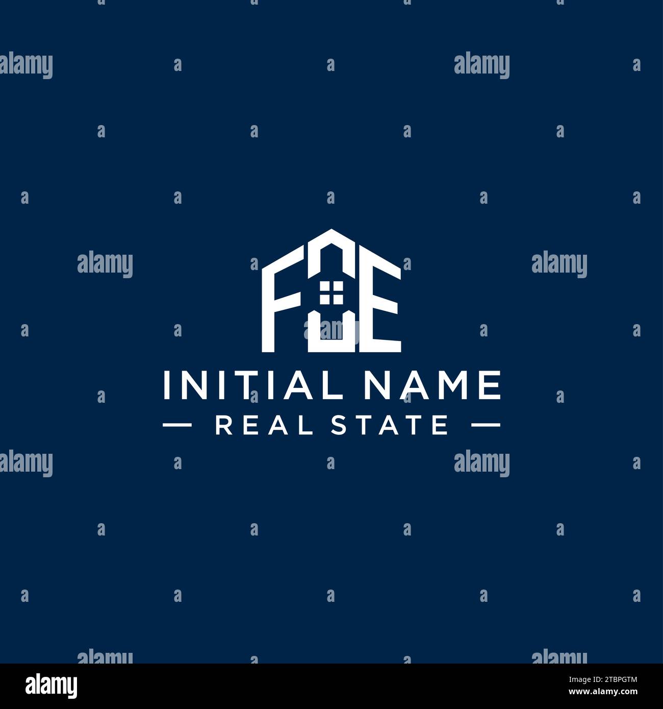 Initial letter FE monogram logo with abstract house shape, simple and ...