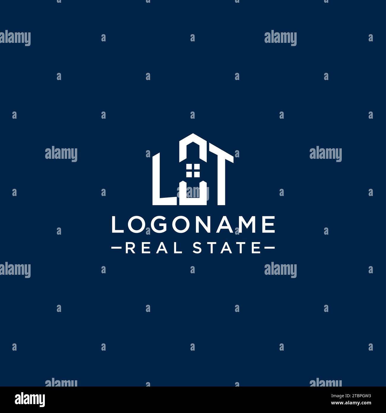 Initial letter LT monogram logo with abstract house shape, simple and ...