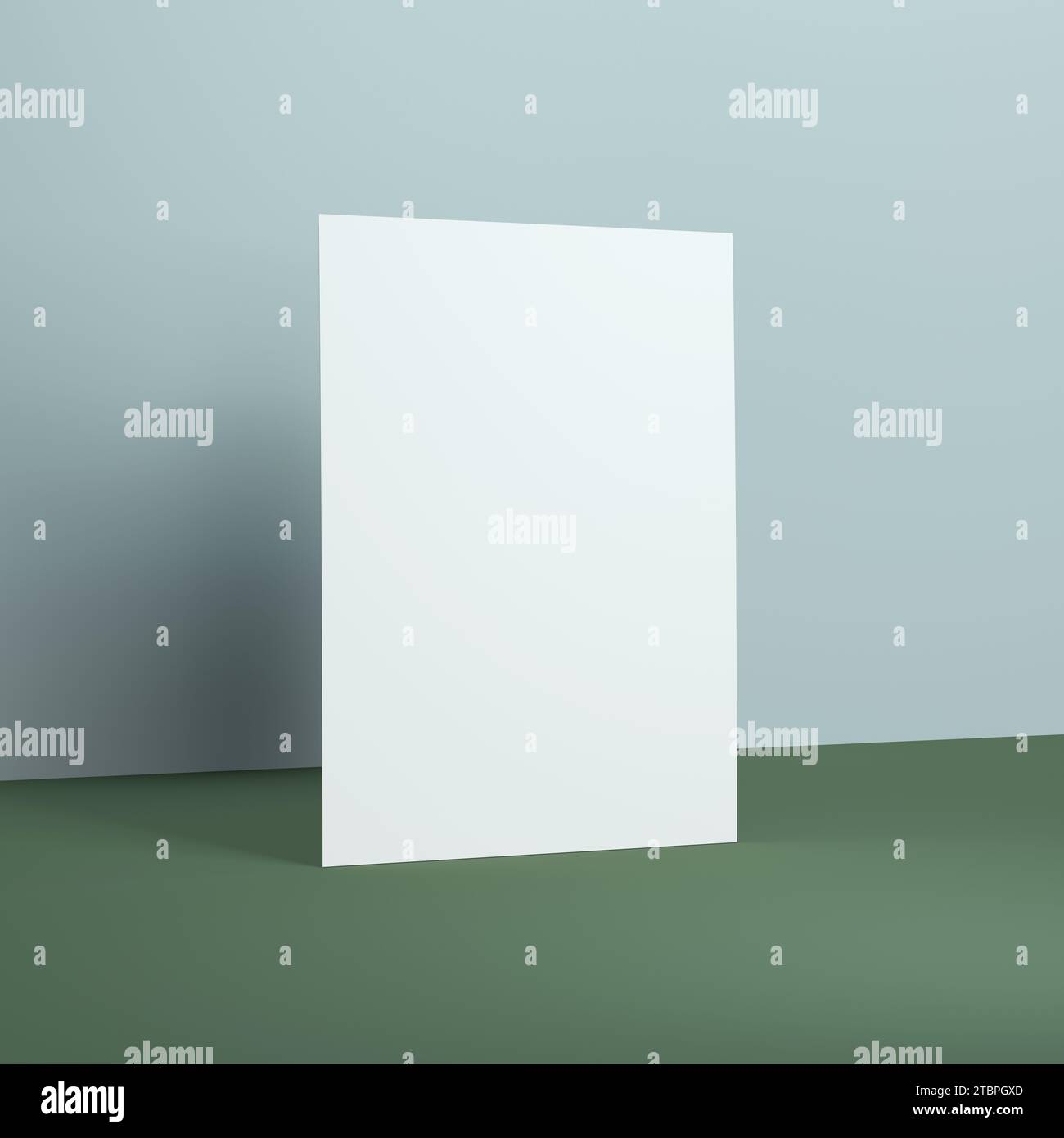 White Poster Mockup With Shadow Isolated Over Pastel Green Blue ...