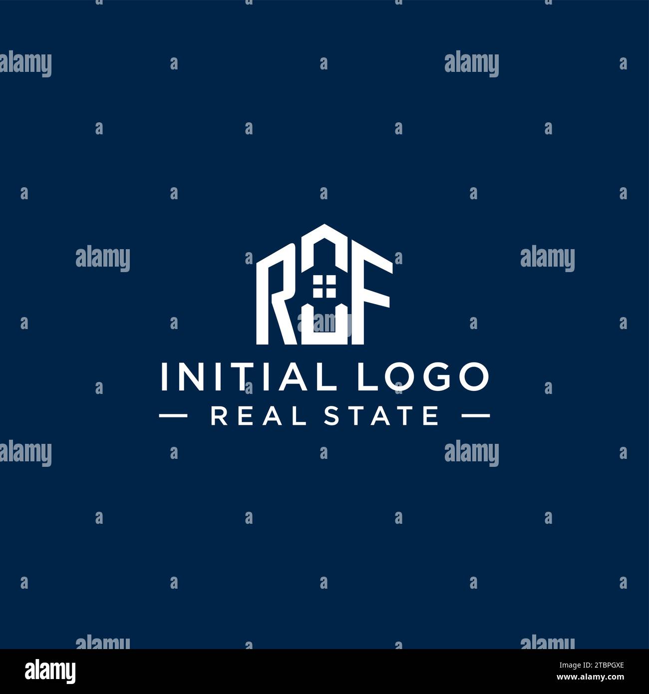 Initial letter RF monogram logo with abstract house shape, simple and modern real estate logo ...